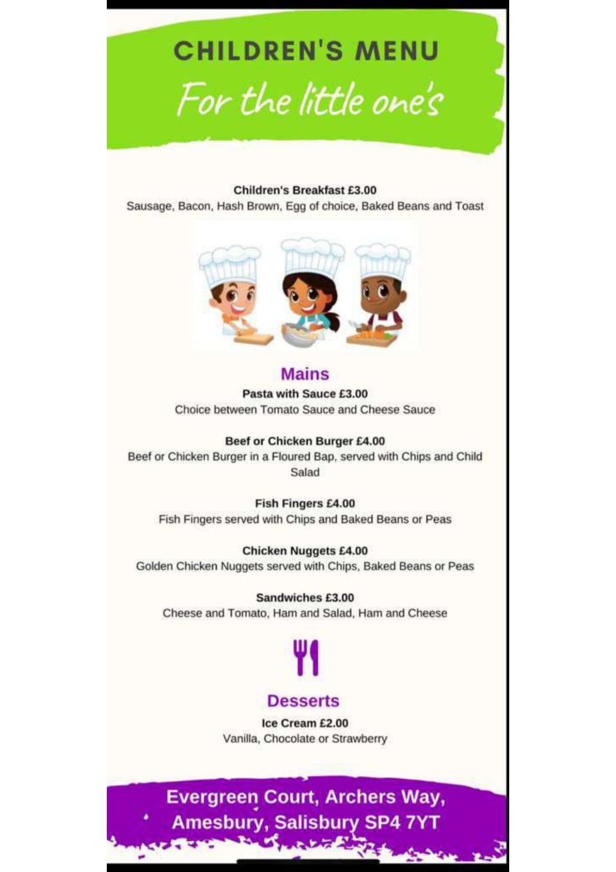 Carte et Menus 2023 - Evergreen Cafe, Amesbury à Salisbury | TheFork