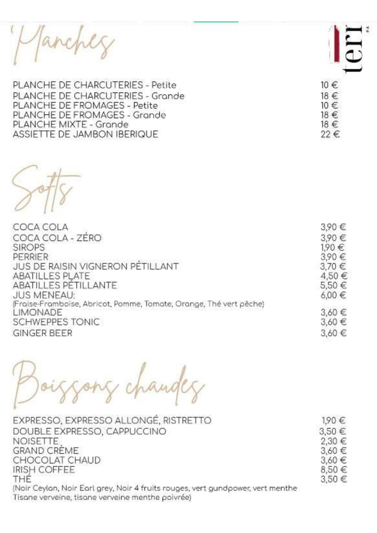 Menu 2024 - Terroir in Bordeaux | TheFork