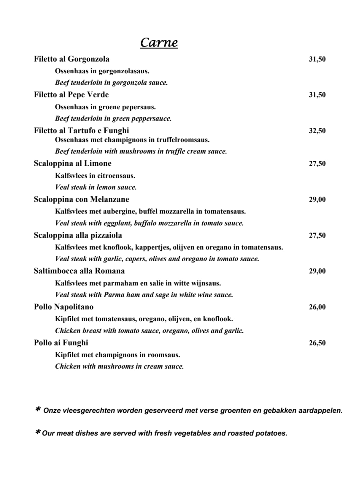 Menu 2024 - Piccolo Mondo in Amsterdam | TheFork