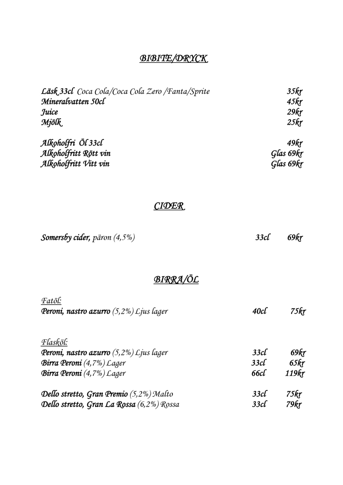 Menù completo e carta 2024 - Trattoria Il Trullo a Kungälv | TheFork