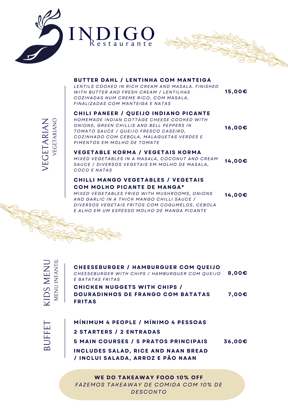 Menu 2024 - Indigo Restaurante in Ferragudo | TheFork