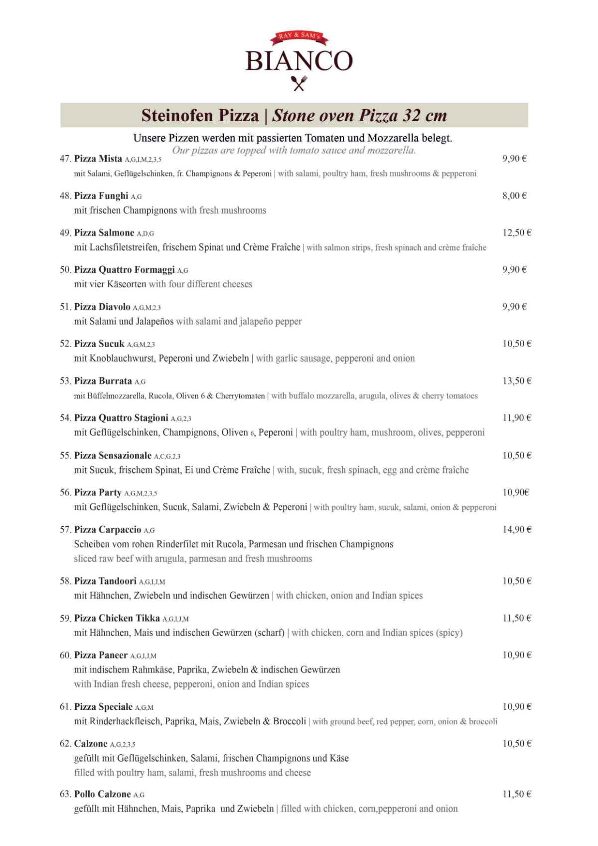 Carte et Menus 2024 - Bianco (Italian & Indian Cuisine) à Berlin | TheFork