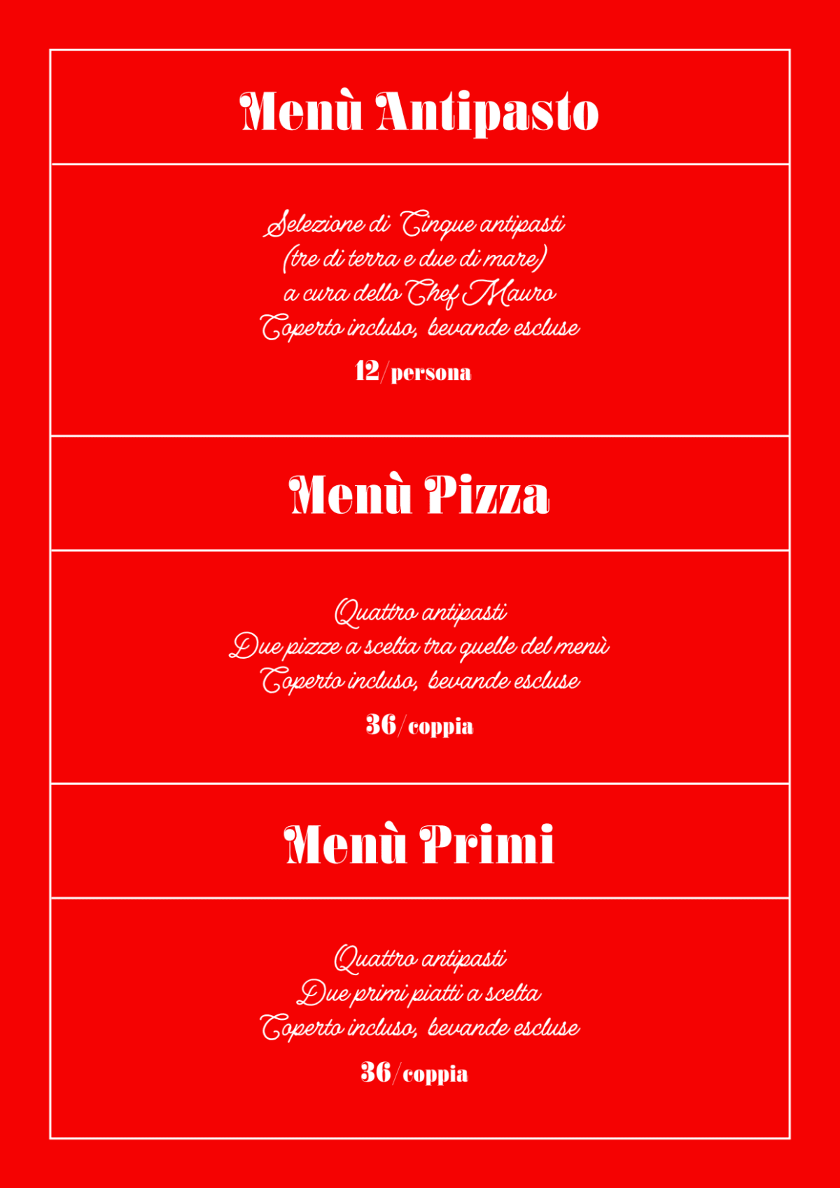 Carte et Menus 2024 - Quattro quarti pizzeria con cucina à Molfetta ...
