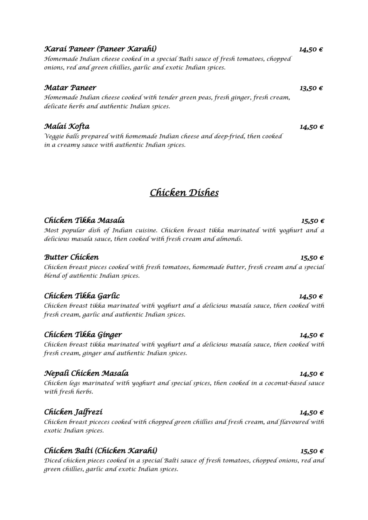 Menu 2024 - Indian Royal Spicy em Etterbeek | TheFork