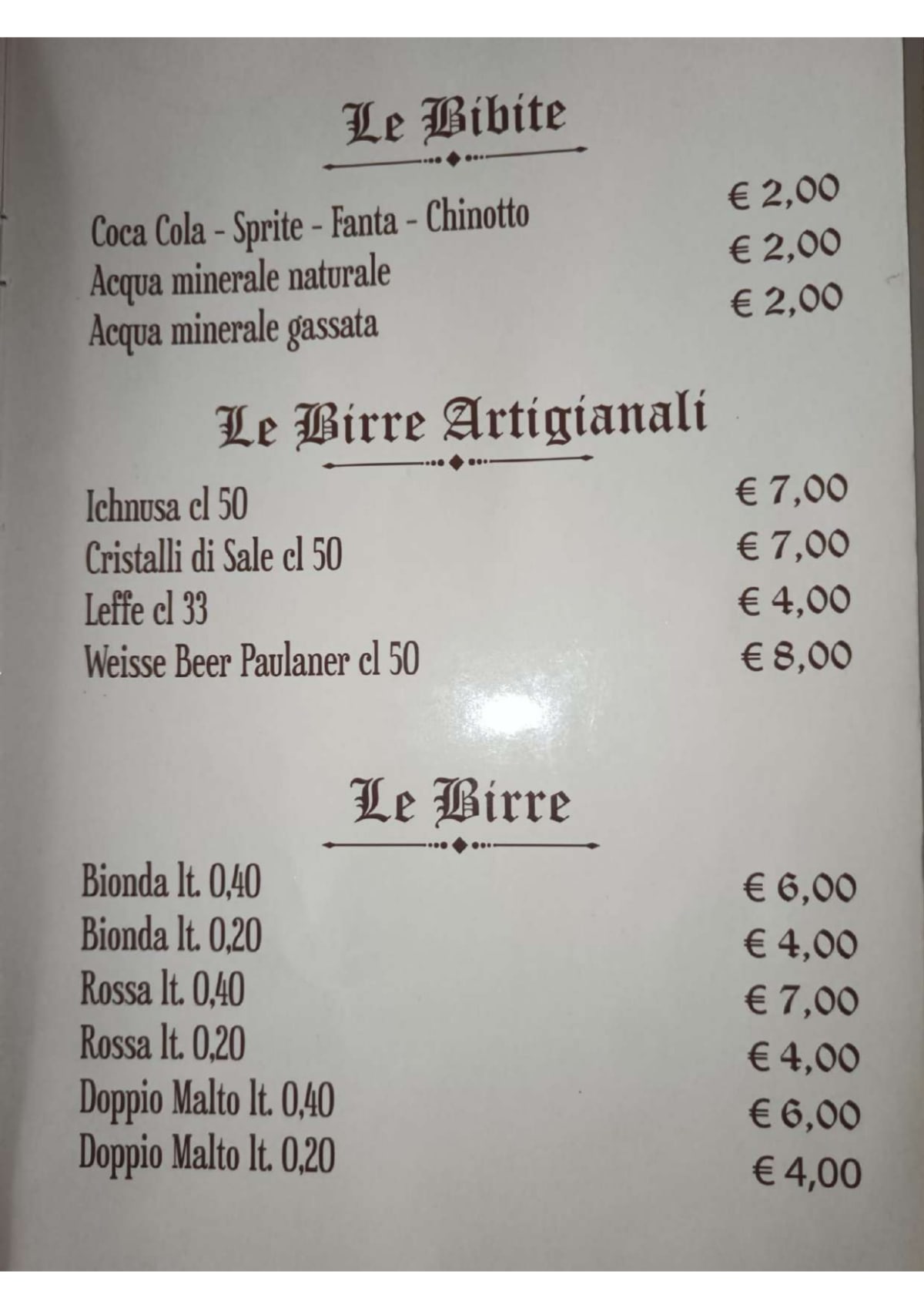 Carte et Menus 2024 - Al Covo dei Beati Paoli à Palerme | TheFork