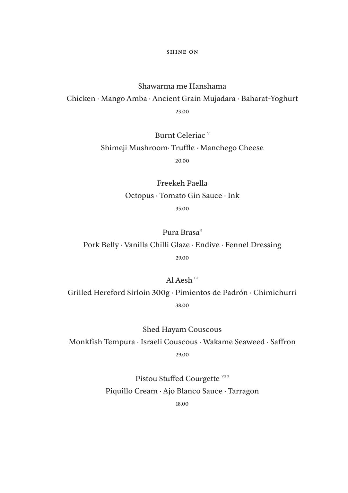 Menus 2023 - Penelope's in London | TheFork