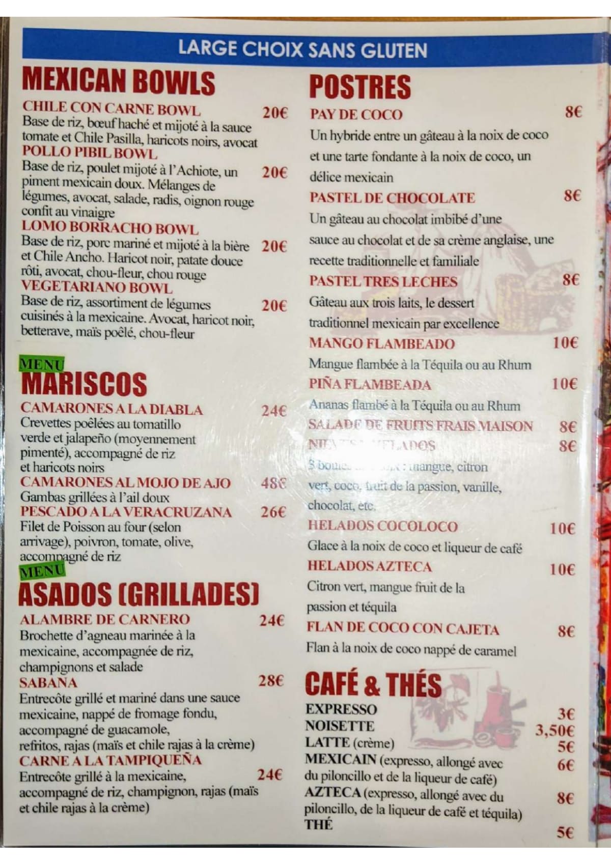 Carte et Menus 2024 - Azteca à Paris | TheFork