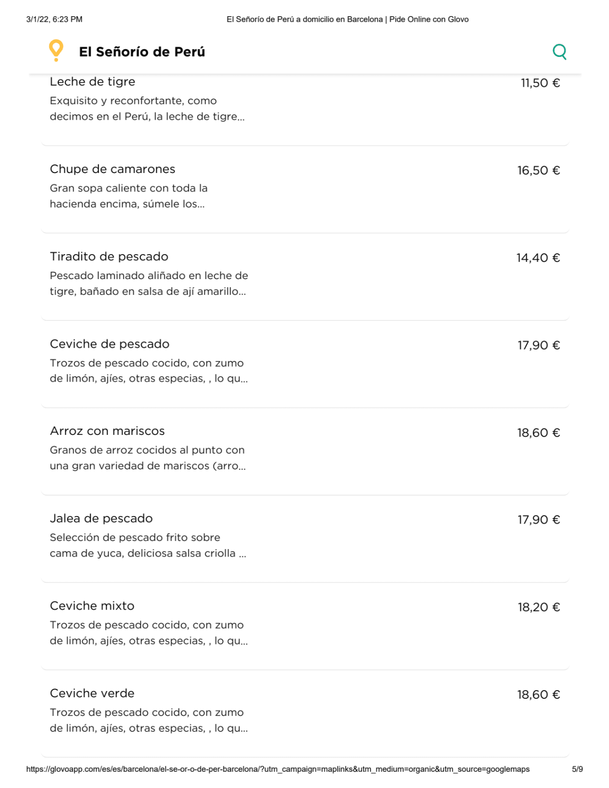 Menu 2024 - El Señorío in Barcelona | TheFork