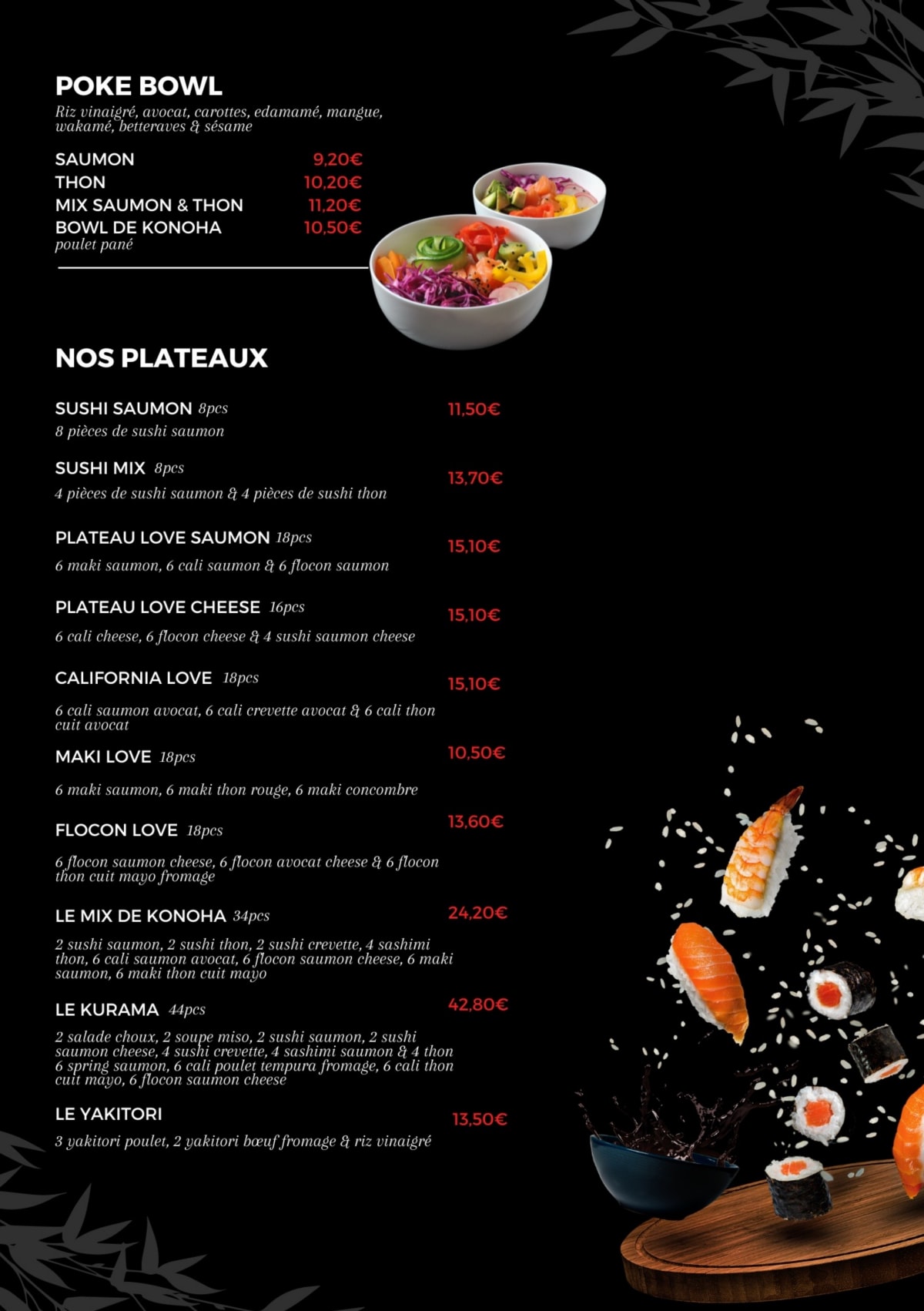 Menu 2024 - Konoha Sushi in Marseille | TheFork