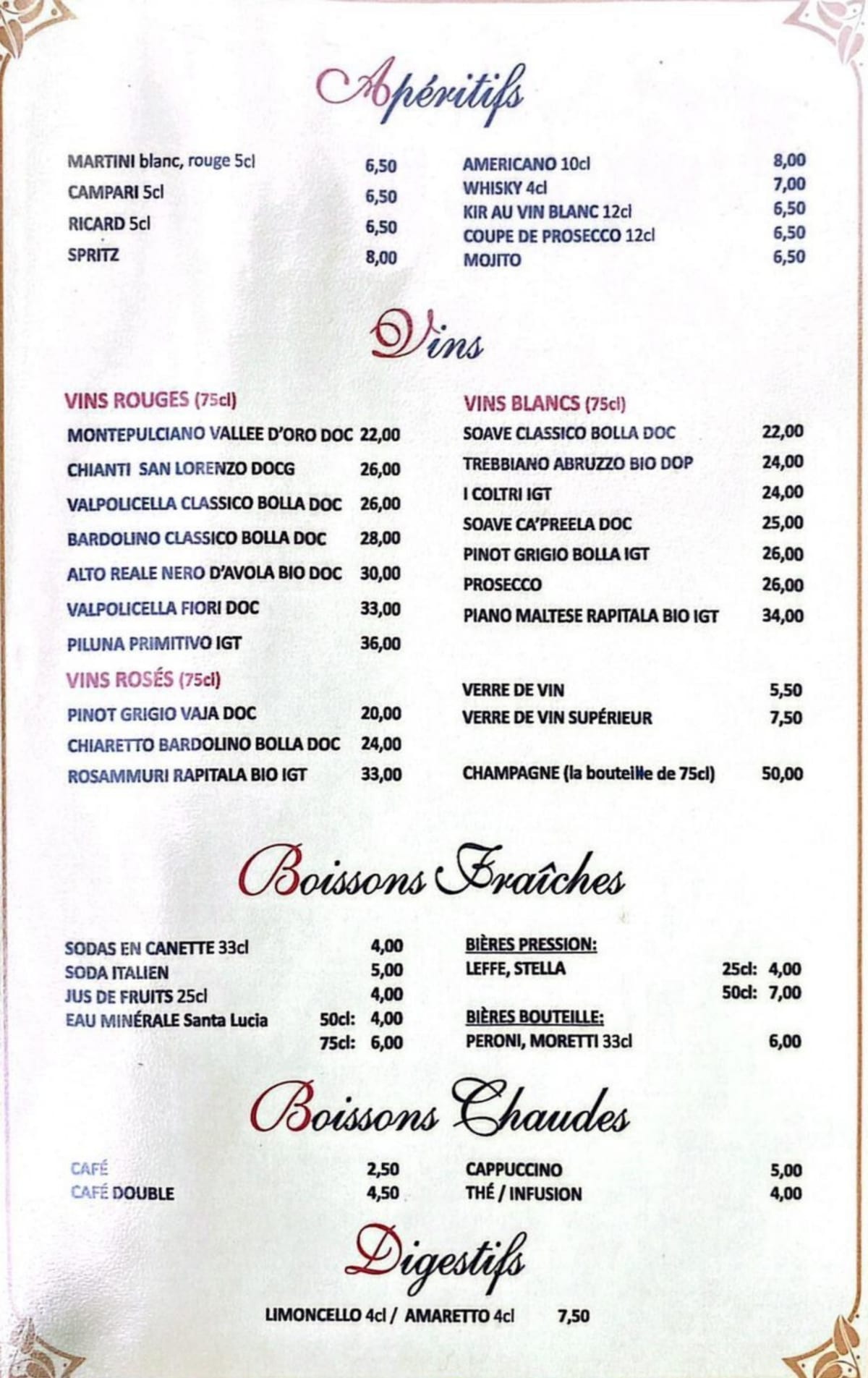 Carte et Menus 2024 - Chez Marco à Paris | TheFork