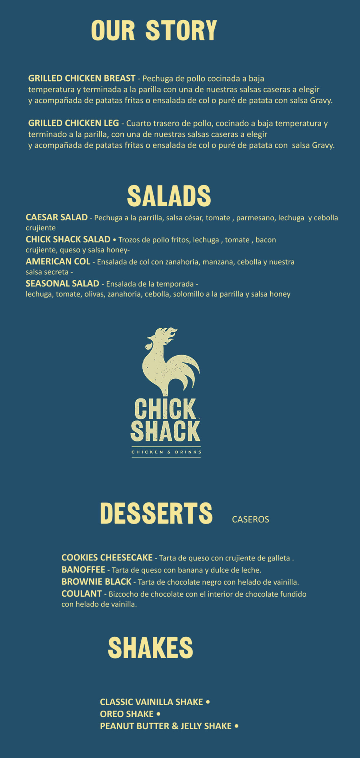 Menu 2024 - Chick Shack in Valencia | TheFork