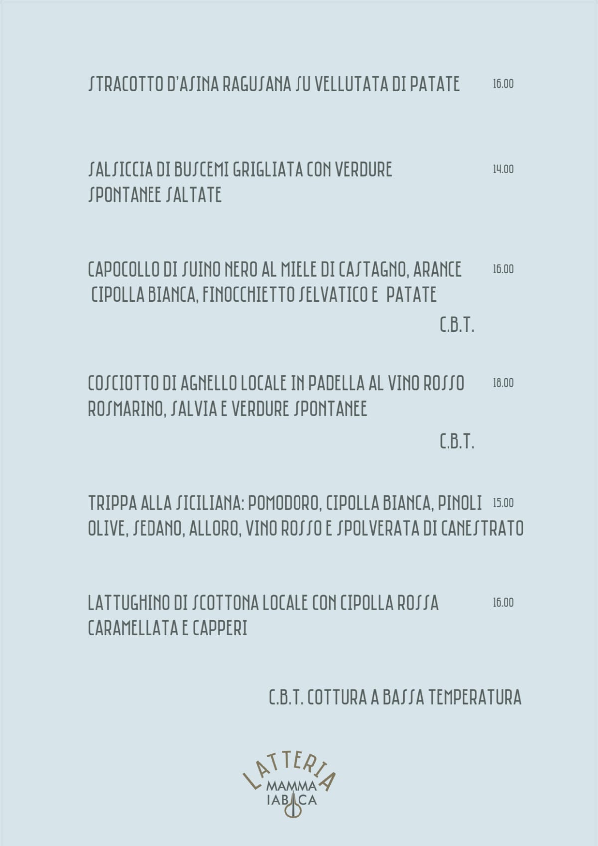 Menù completo e carta 2024 - La Latteria mamma iabica a Siracusa | TheFork