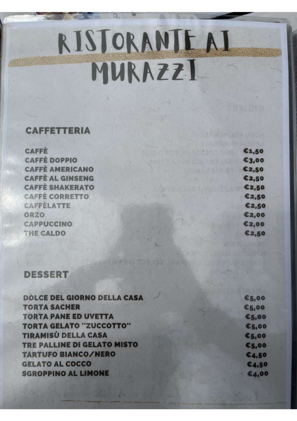Menus 2024 - Ai Murazzi in Lido | TheFork