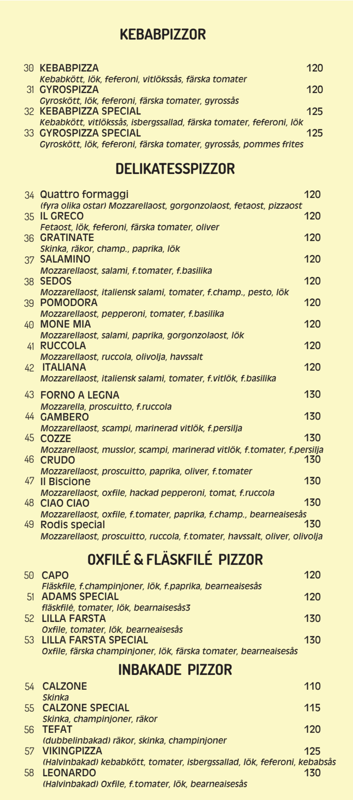 Carte et Menus 2024 - Lilla Farsta Restaurang & Pizzeria à Farsta | TheFork