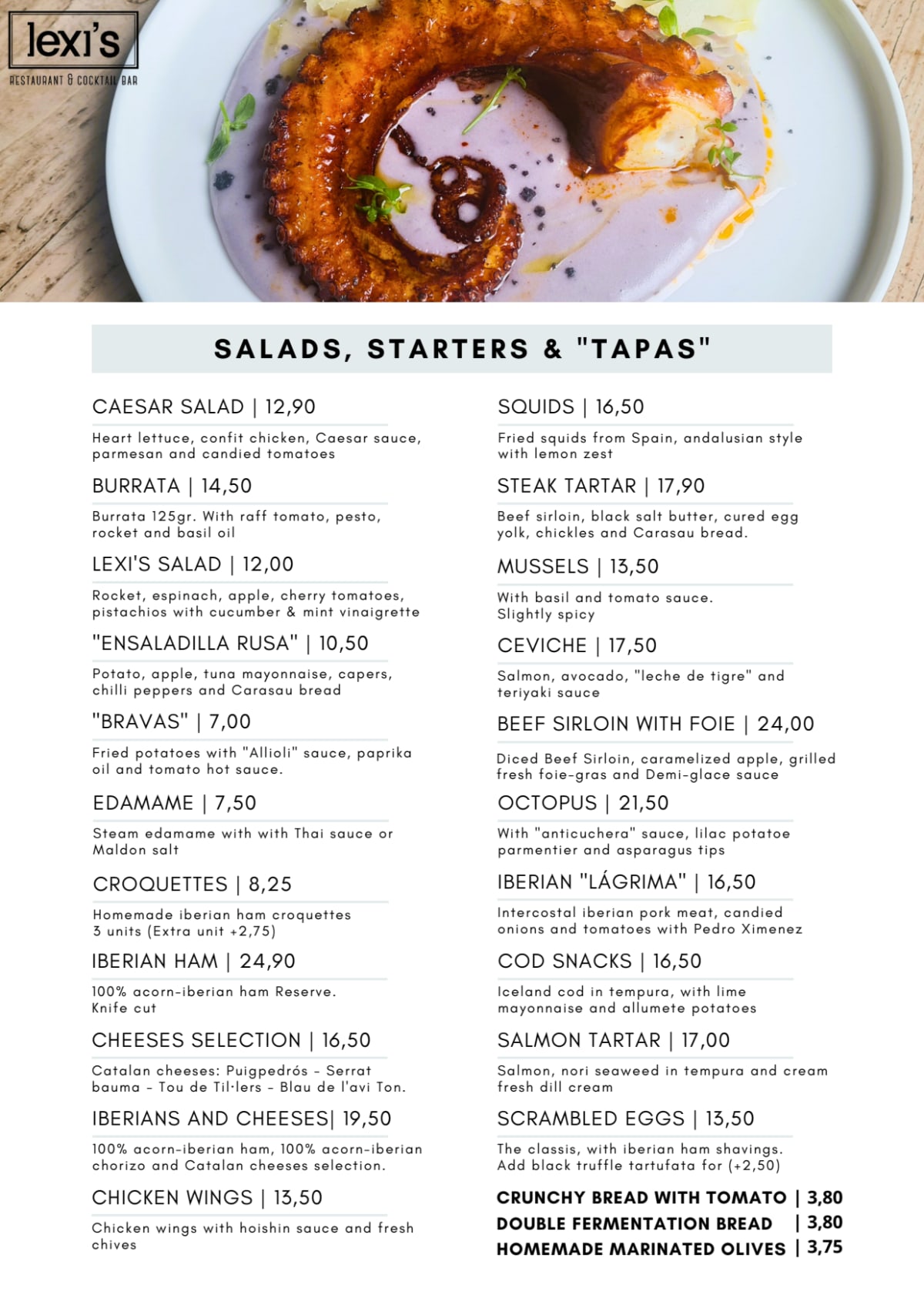 Carte et Menus 2024 - Lexi's à Barcelone | TheFork