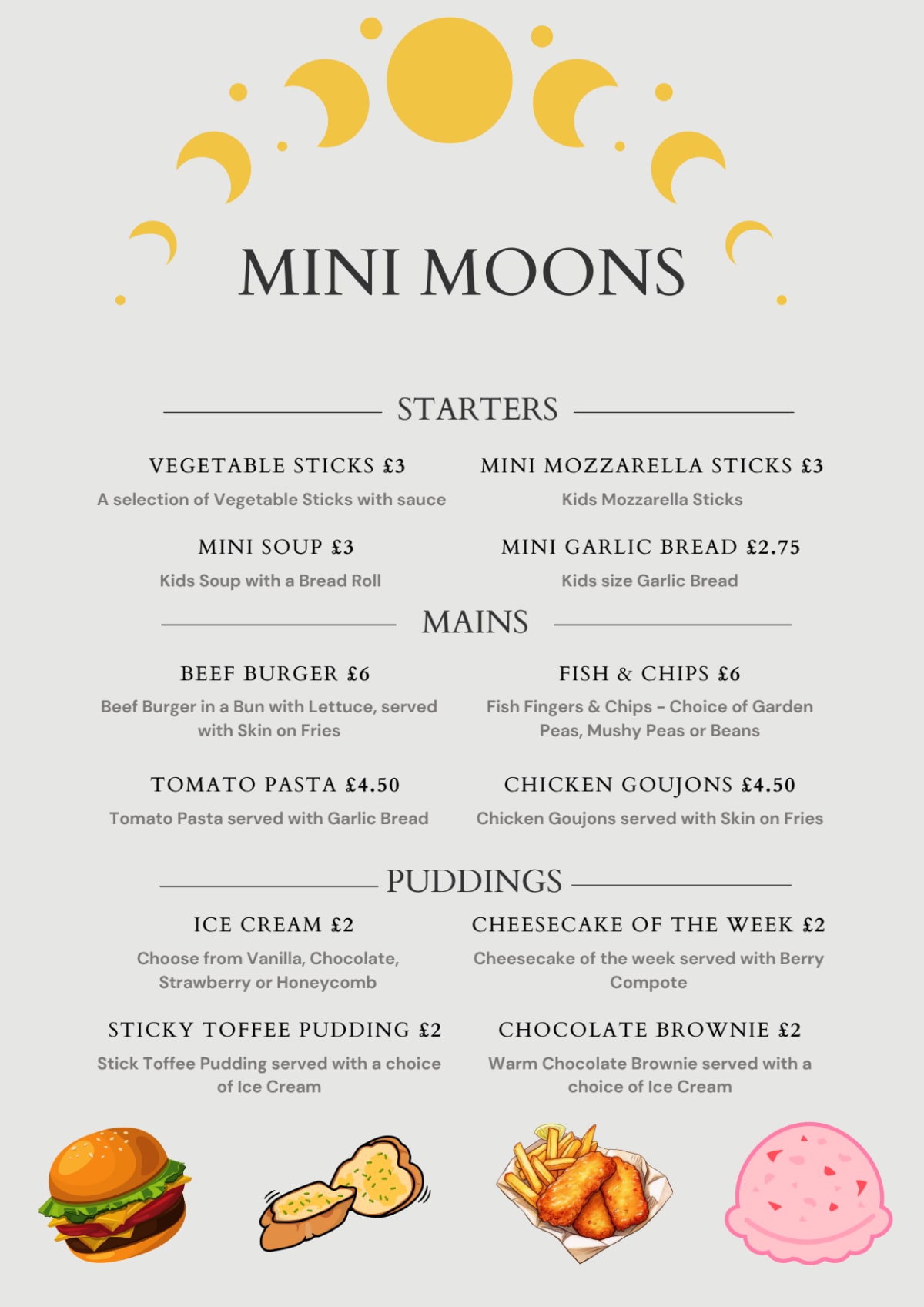 Menus 2024 - The Half Moon in Spennymoor | TheFork