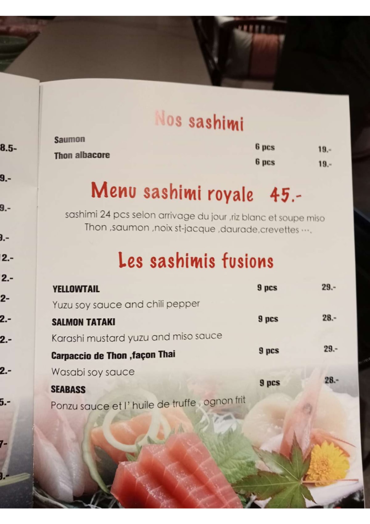 Carte et Menus 2024 - Taiyo 2003 à Lausanne | TheFork