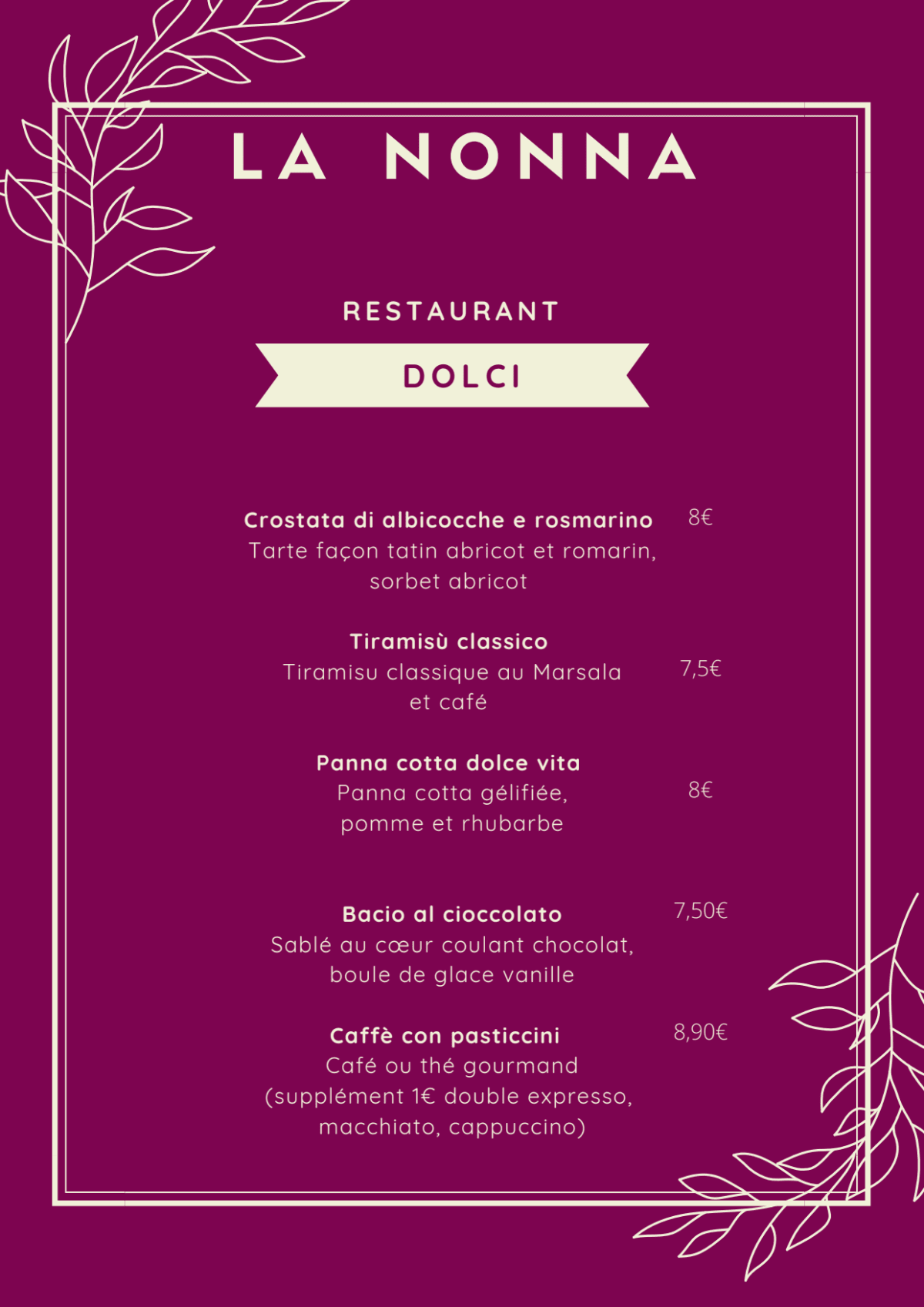 Menu 2023 - La Nonna in Montpellier | TheFork