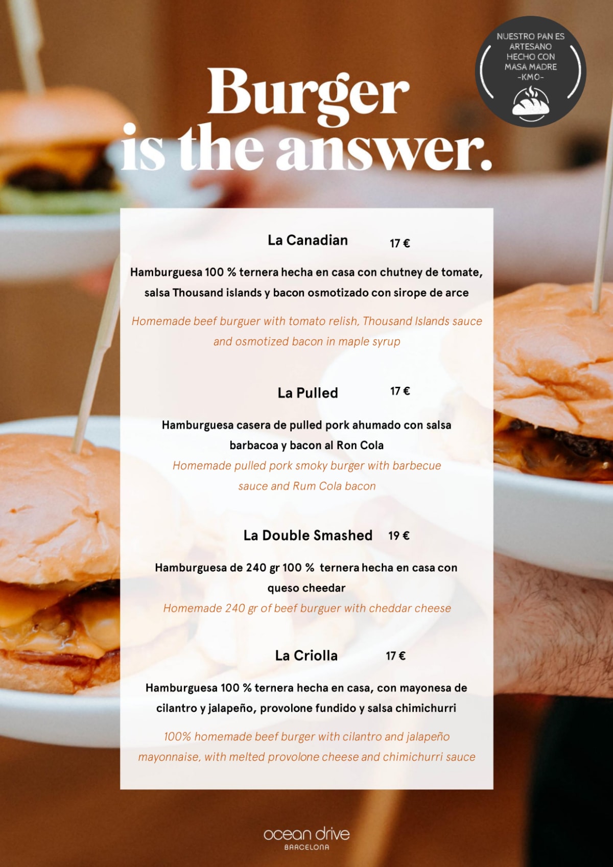 Menu 2024 - OD Sky Bar - Barcelona in Barcelona | TheFork