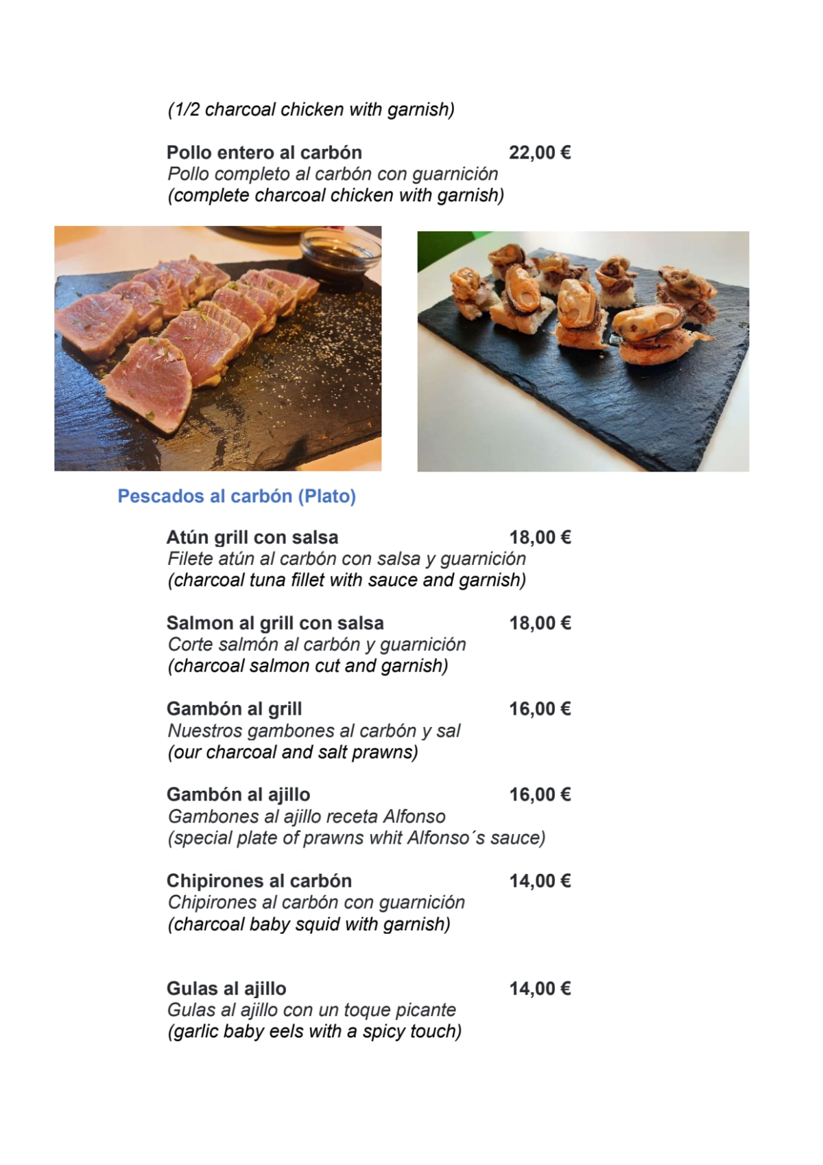 Menù completo e carta 2024 - Braseria El Colibri a Siviglia | TheFork