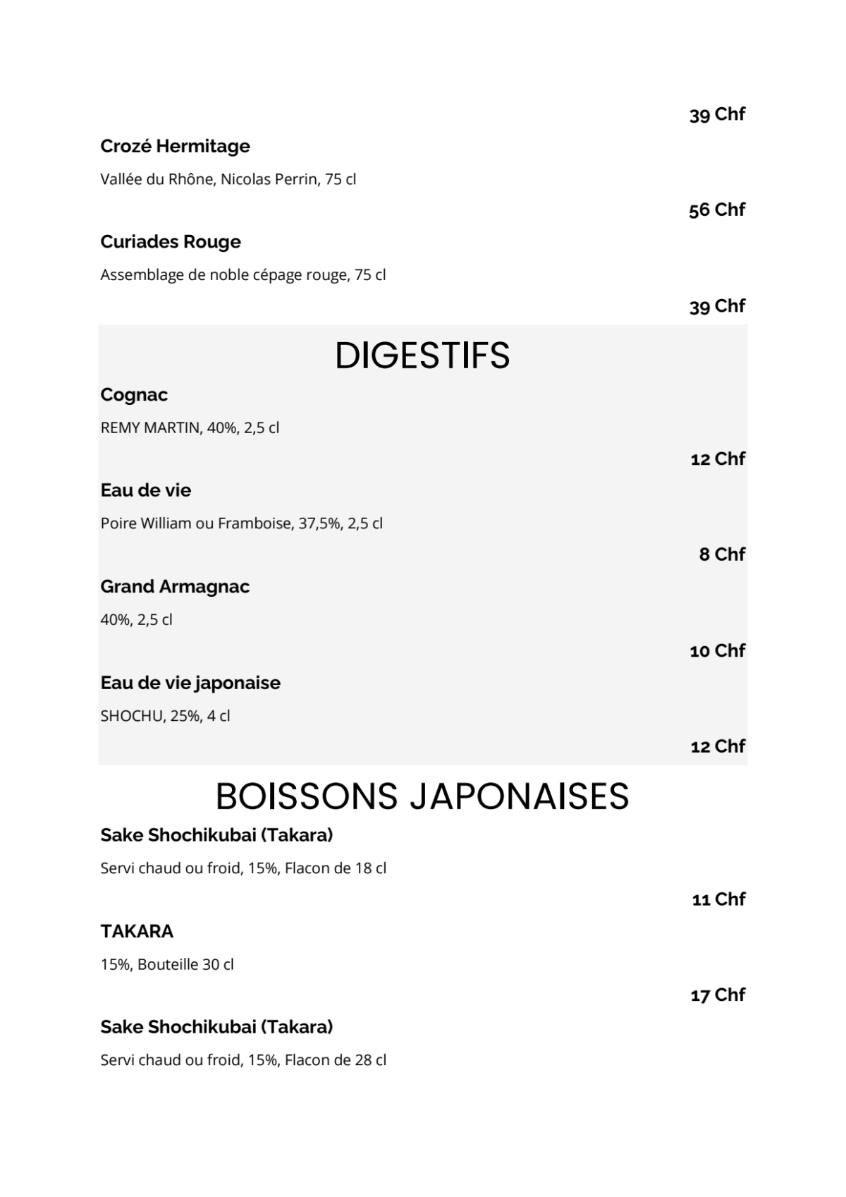 Carte et Menus 2024 - Shogun à Genève | TheFork