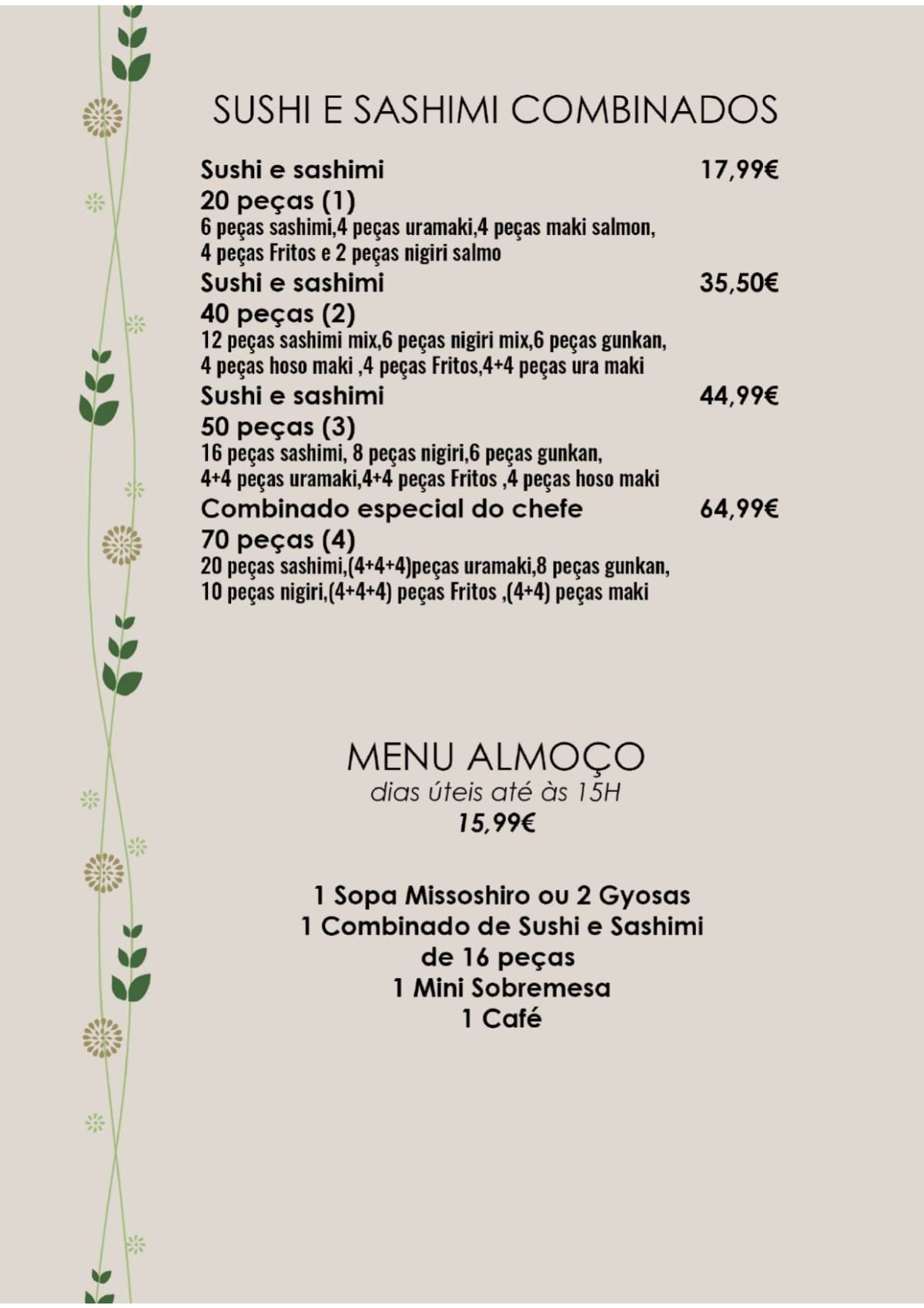 Menù completo e carta 2024 - Sushi Sendai a Lisbona | TheFork