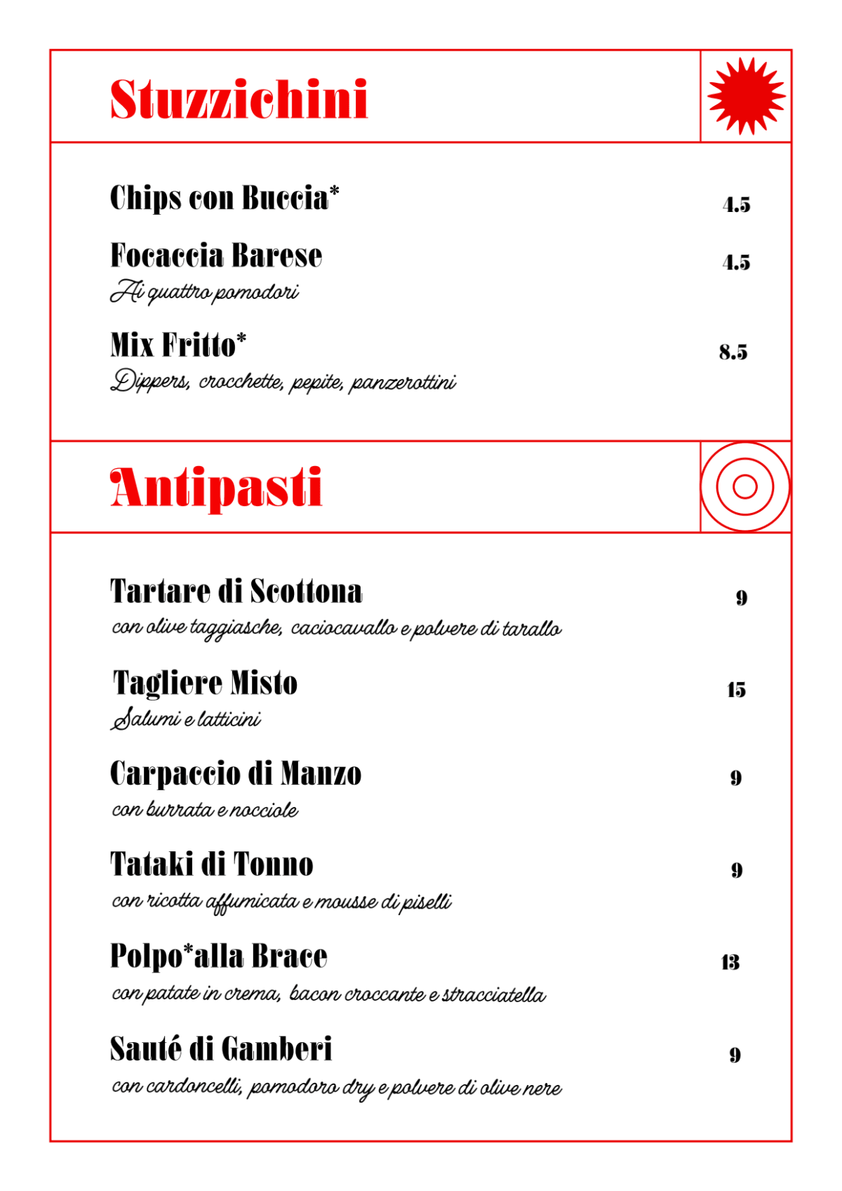 Menù completo e carta 2024 - Quattro quarti pizzeria con cucina a ...