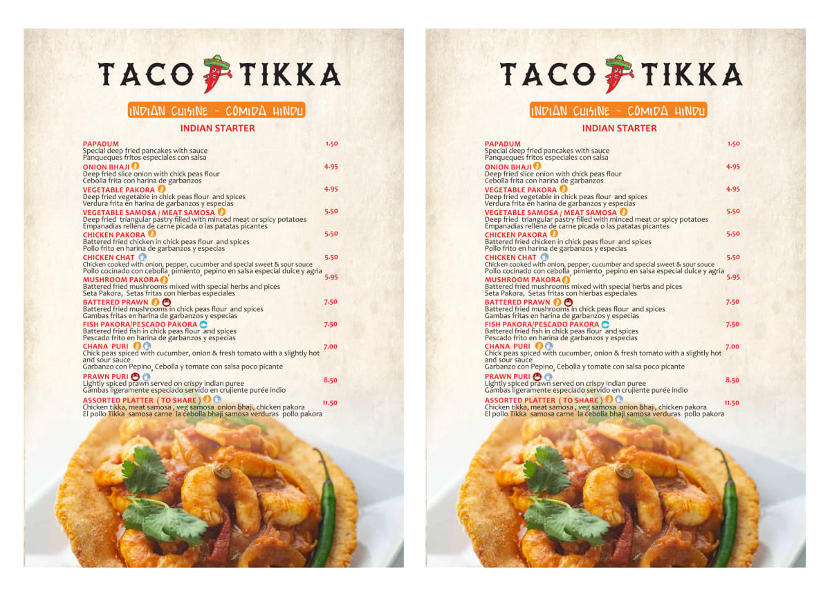 Speisekarte 2024 – Taco Tikka in Fuengirola – TheFork