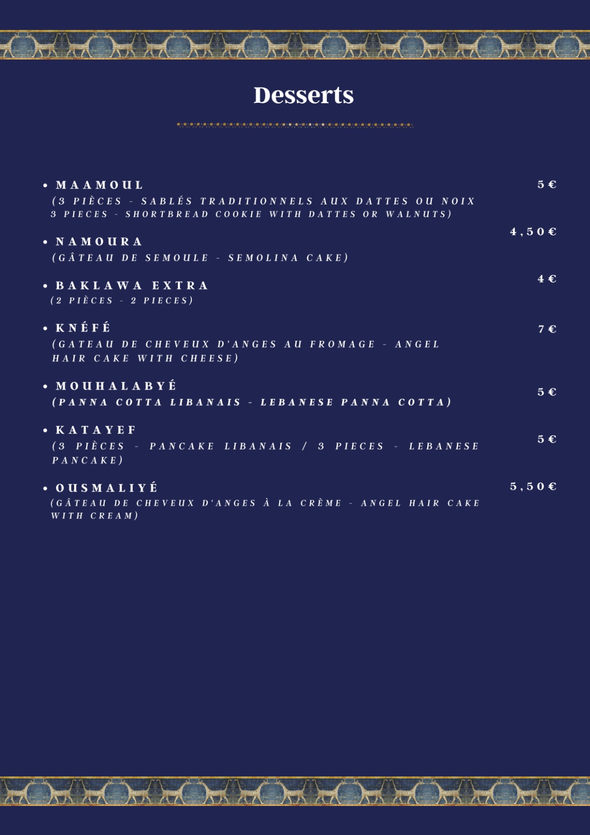 Carte et Menus 2024 - Ishtar à Nice | TheFork