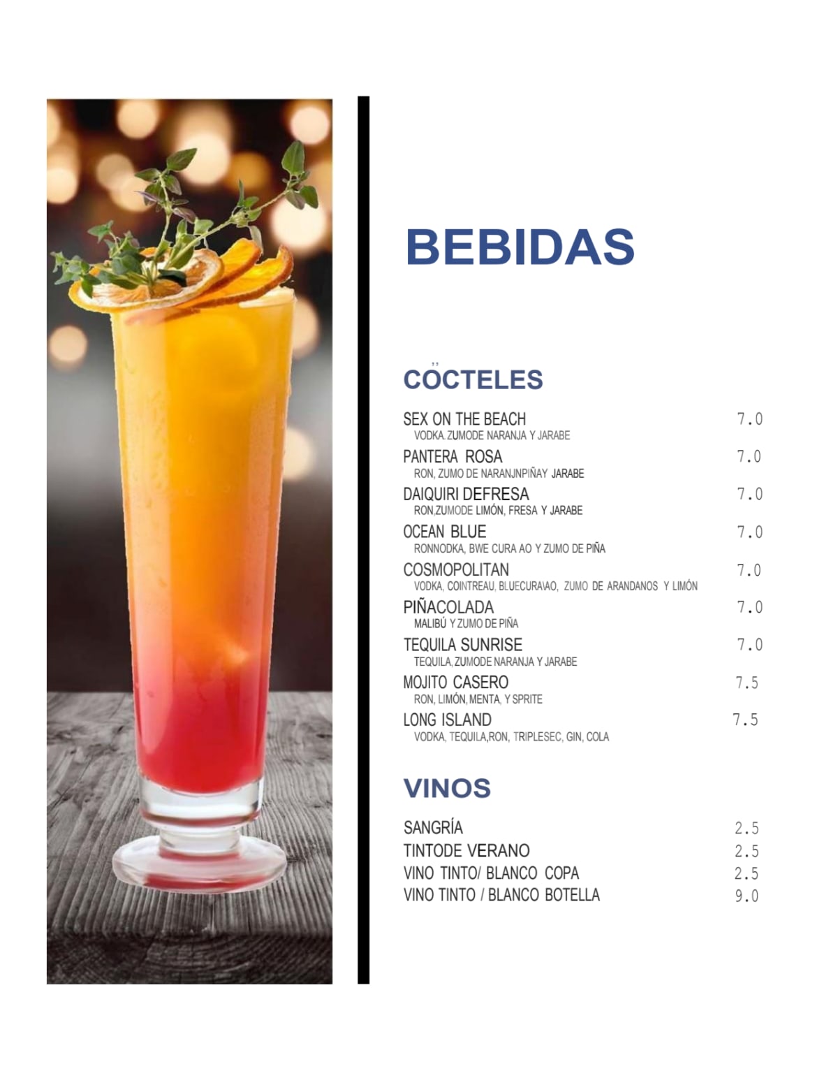 Carte et Menus 2024 - Cheers Valencia à Valencia | TheFork