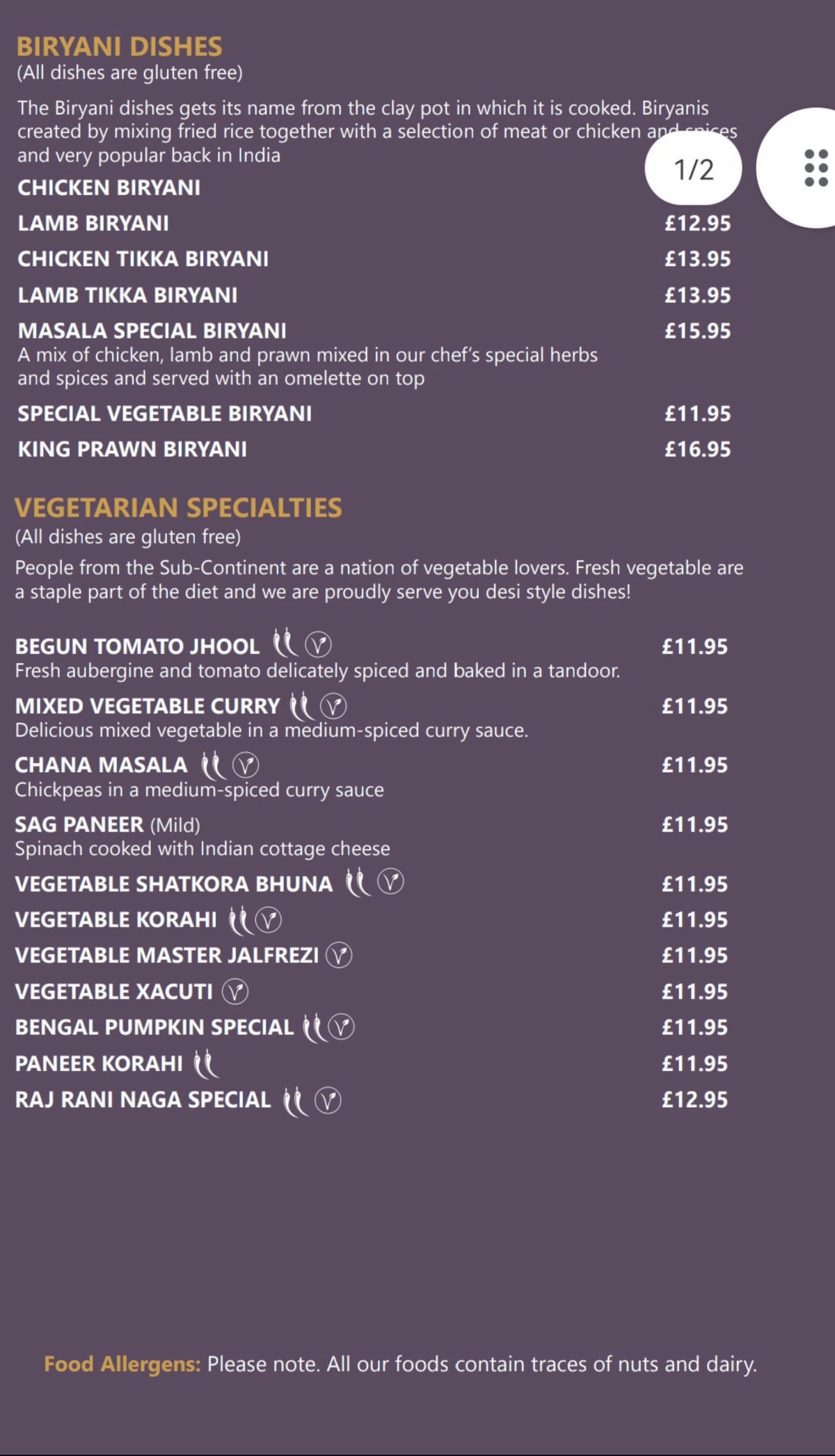 Menus 2024 - Masala in London | TheFork