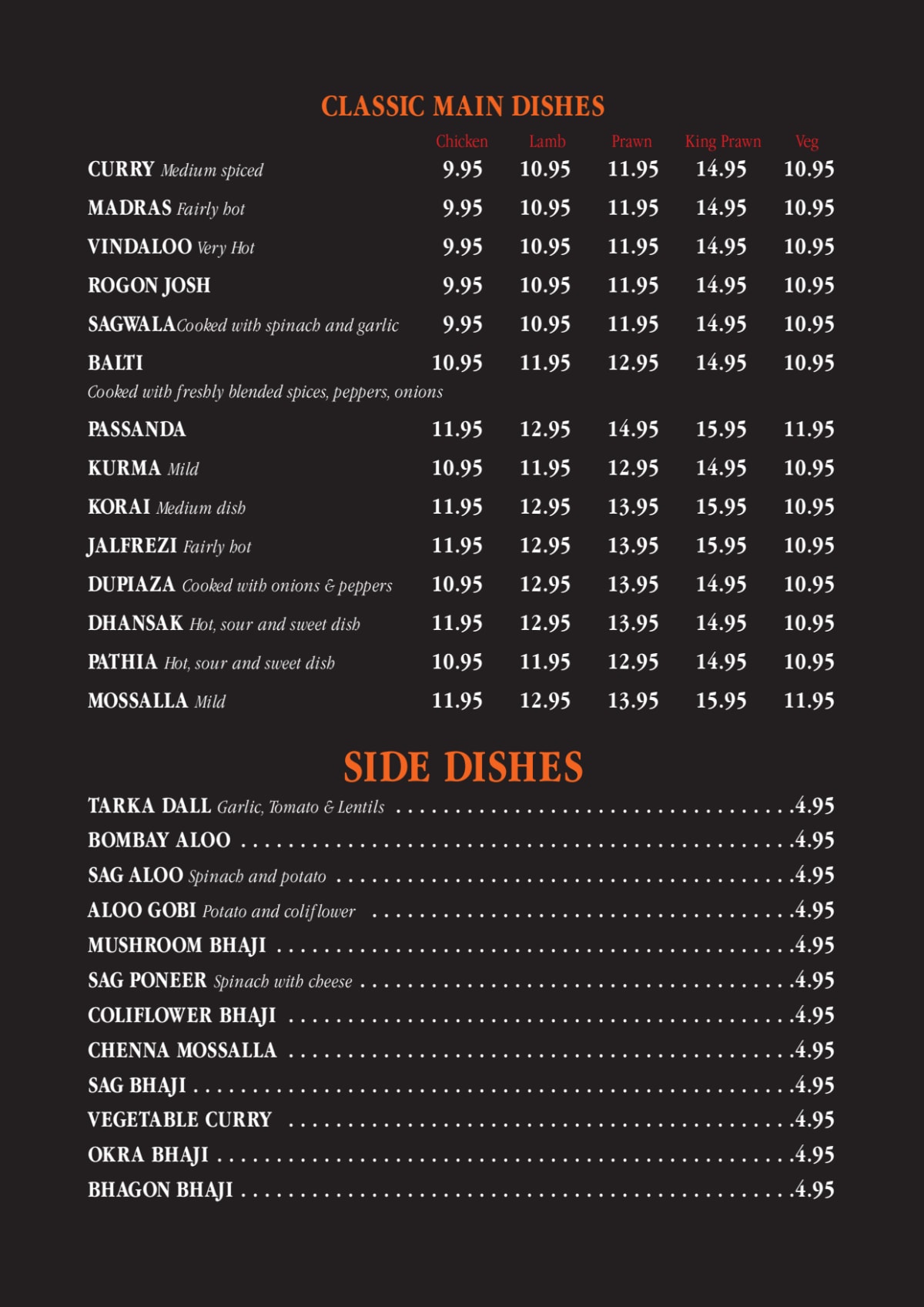 Menu 2024 - Bengal Spice em Rainham | TheFork