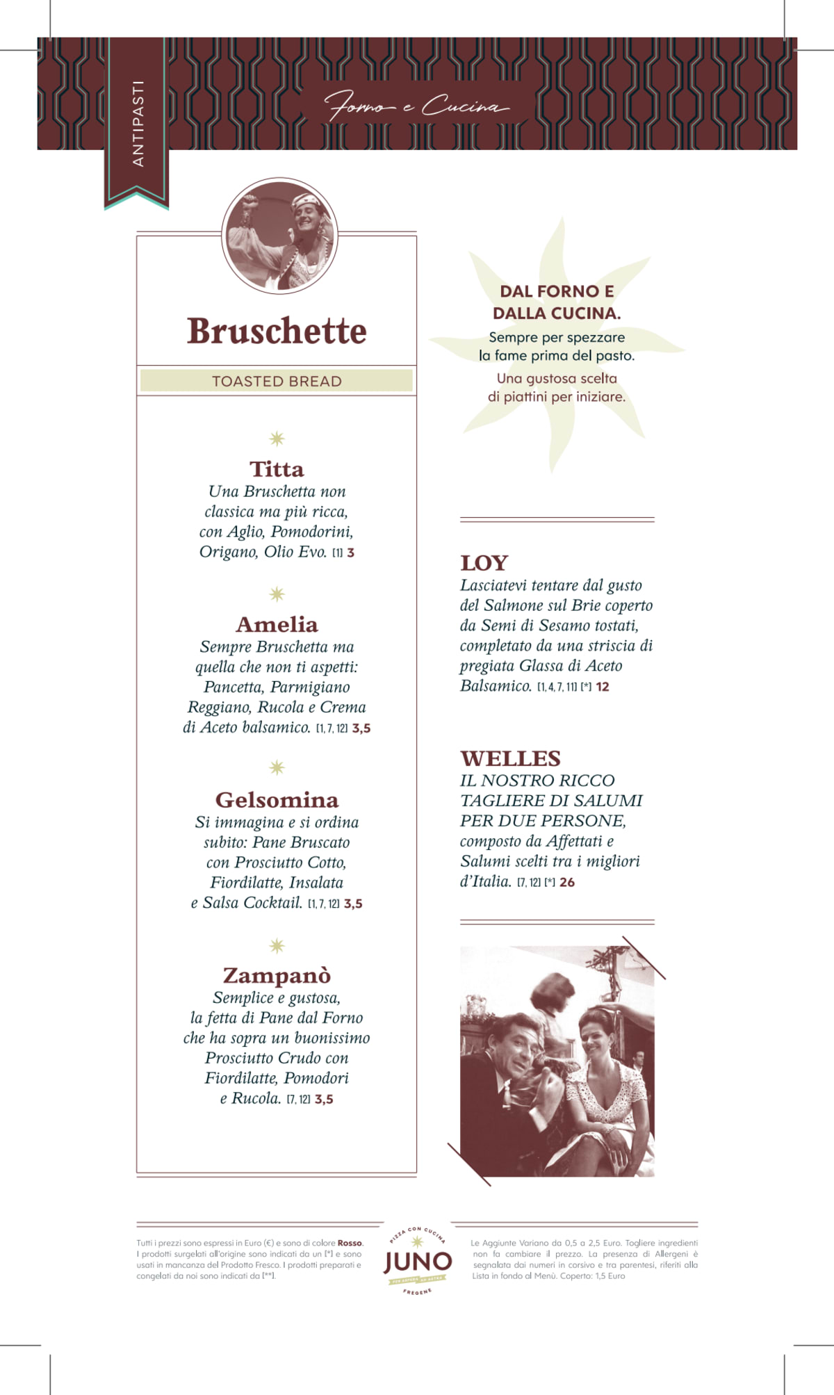 Carta y menù 2024 Actualizados - Juno en Fregene | TheFork