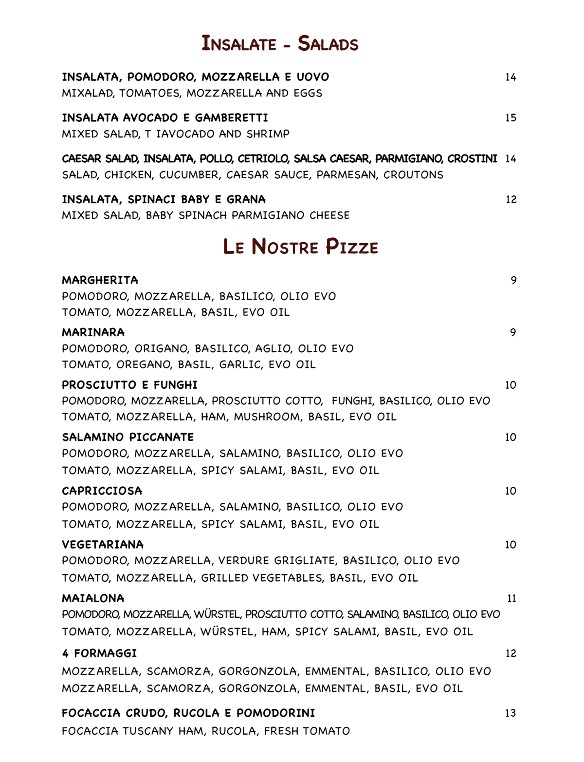 Carte et Menus 2024 - Trattoria Vecchia Griglia- Firenze à Florence ...
