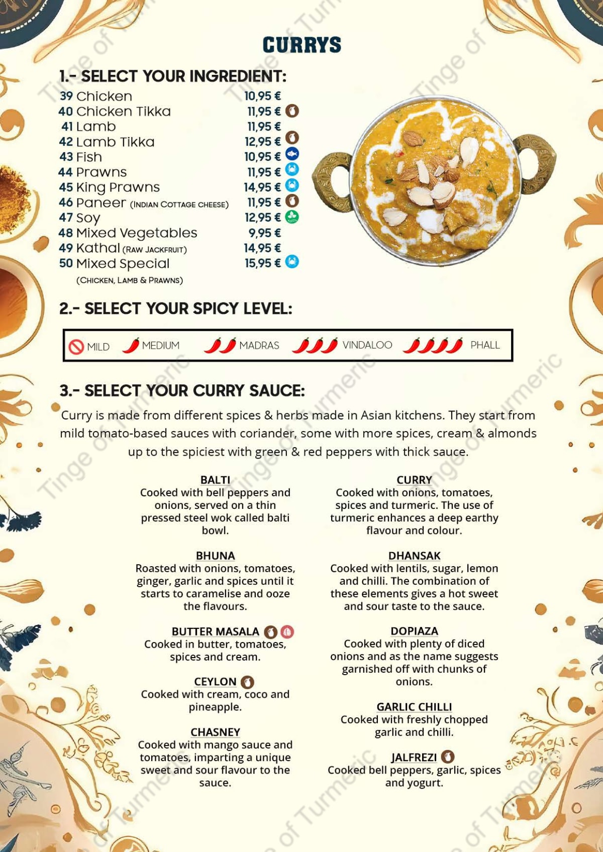 Menù completo e carta 2024 - Tinge Of Turmeric a Club Miraverde | TheFork