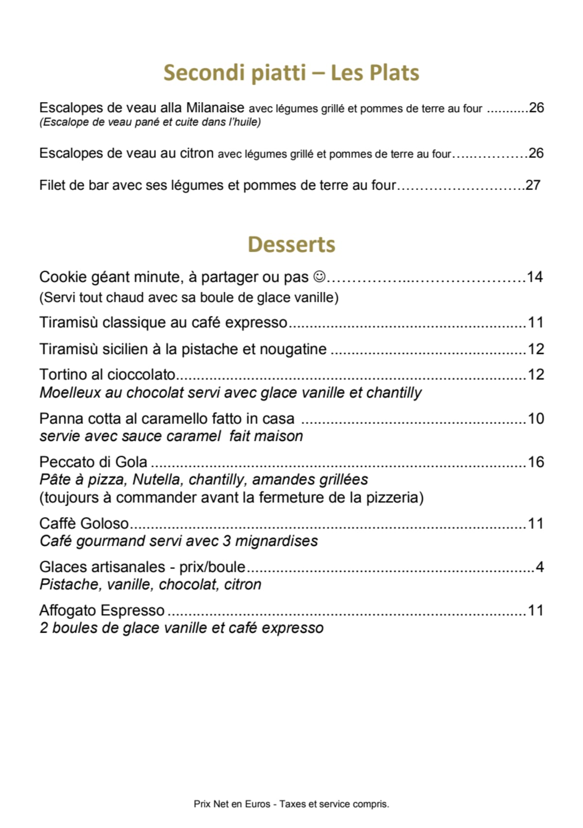 Carte et Menus 2024 - Pasta Oro à Paris | TheFork