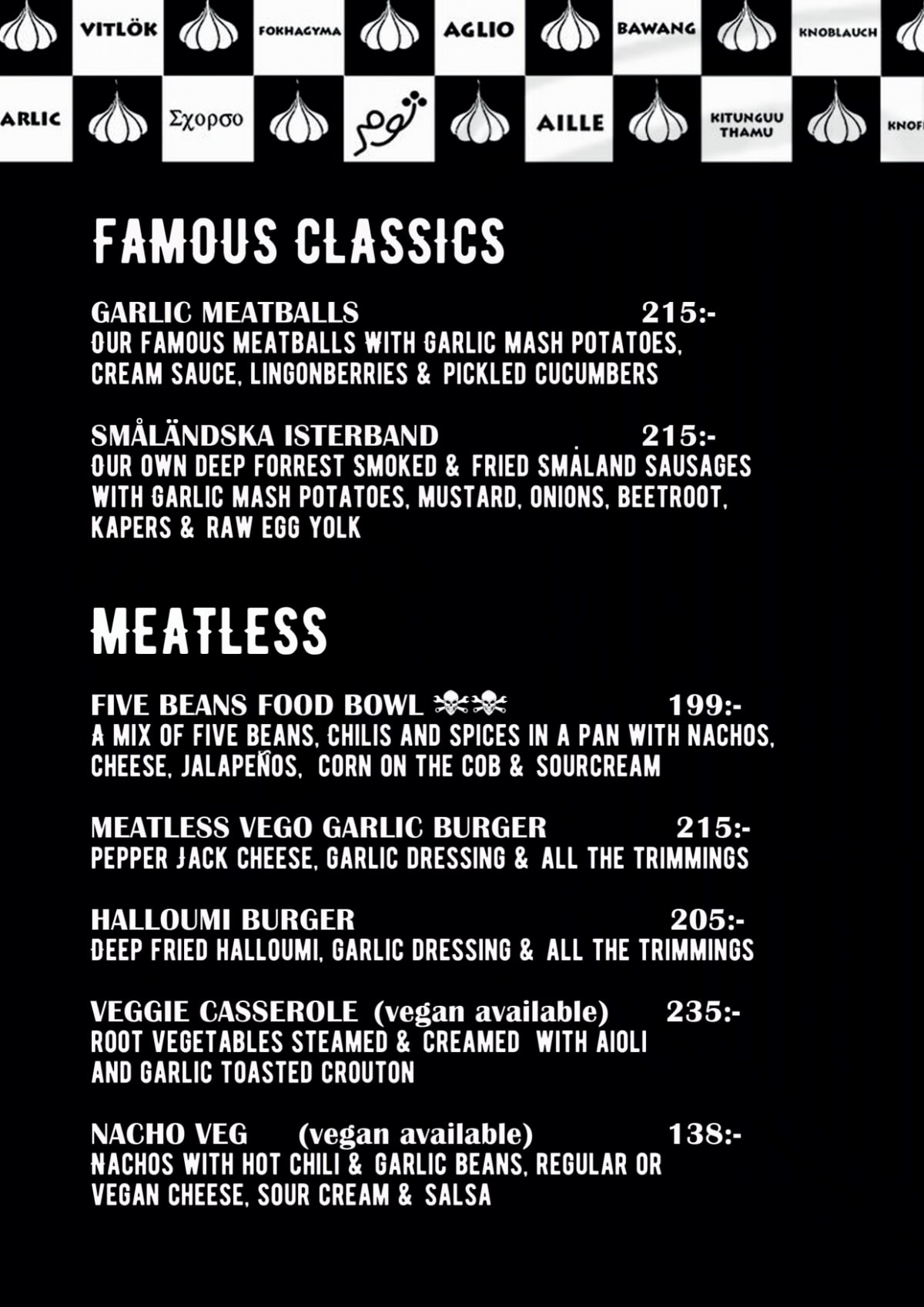 Carta y menù 2024 Actualizados - Garlic and Shots en Stockholm | TheFork