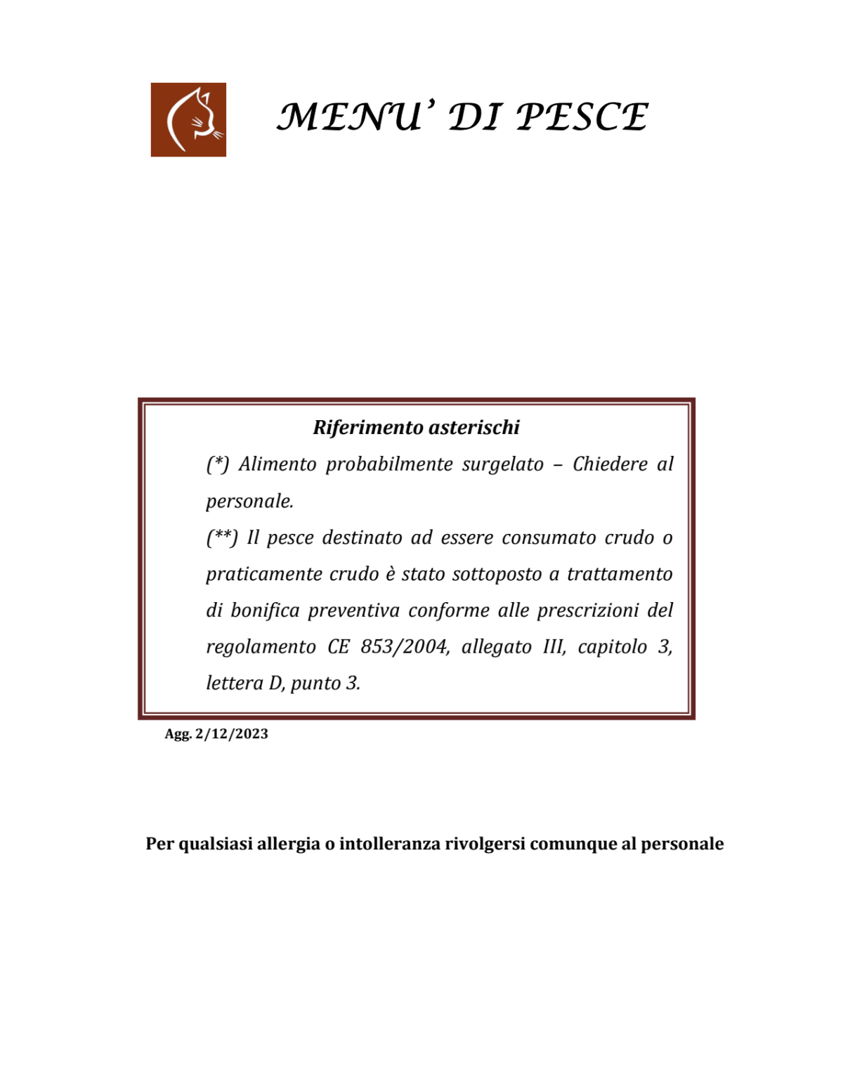 Carte et Menus 2024 - Il Gatto Rosso à Fornacette | TheFork