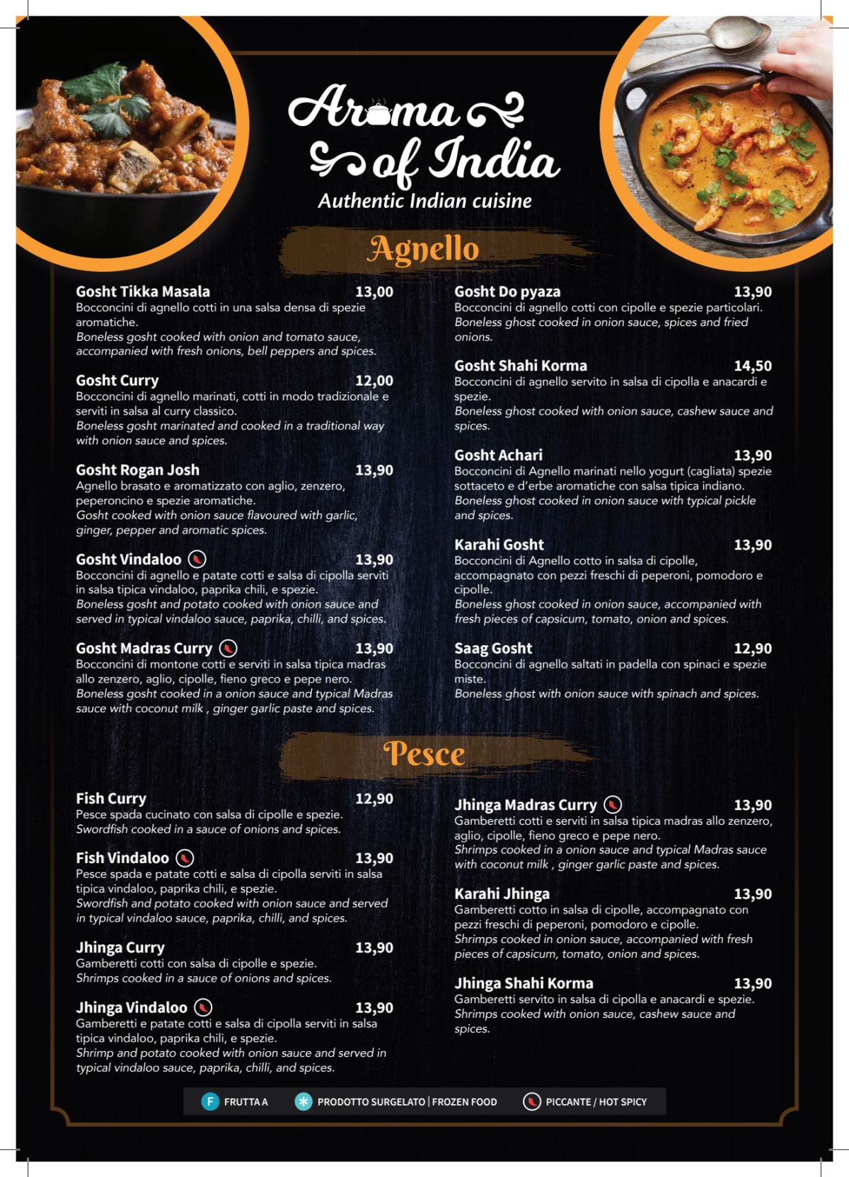 Carte et Menus 2024 - Aroma of India, Ristorante Indiano a Firenze à ...