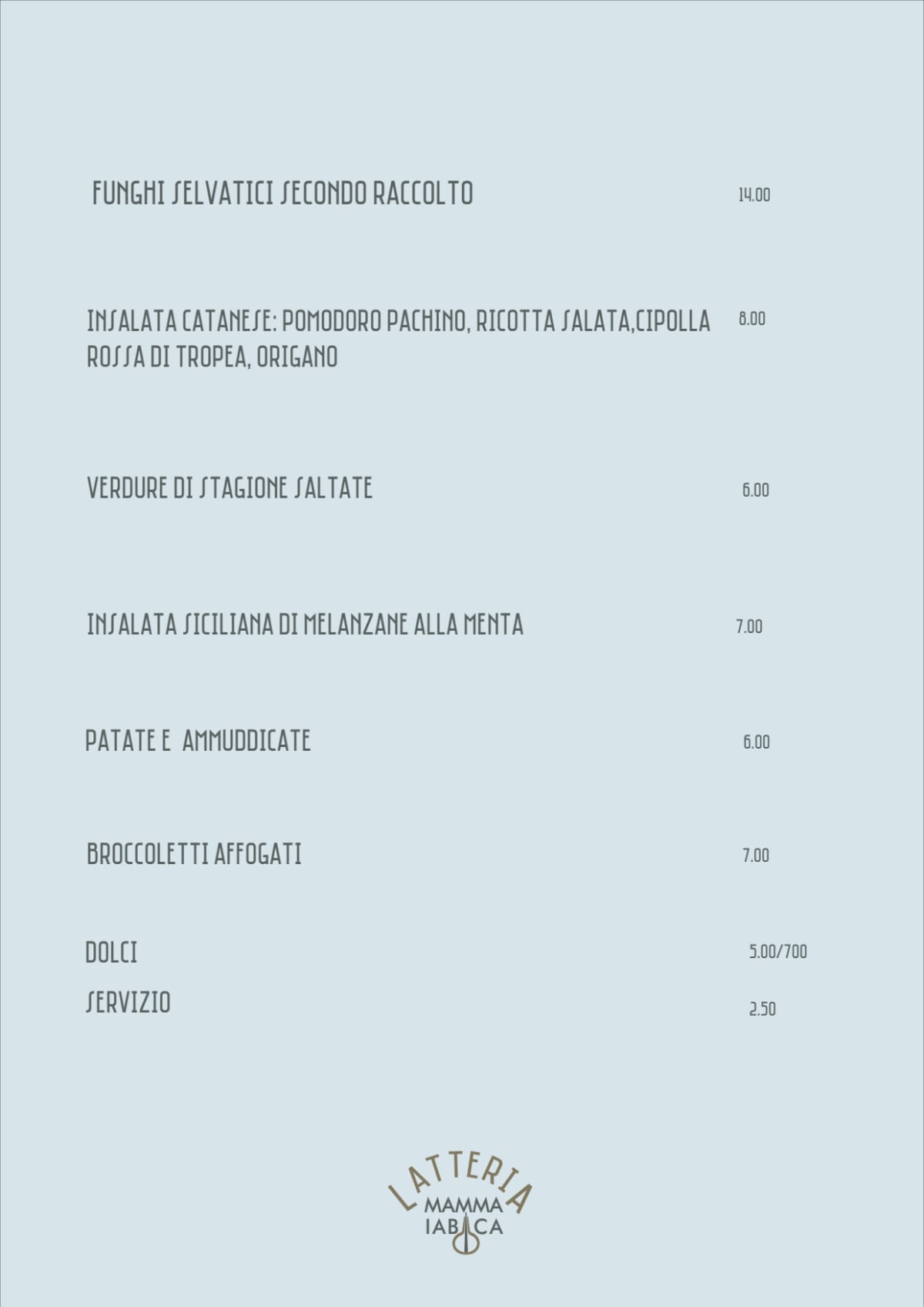Carte et Menus 2024 - La Latteria mamma iabica à Syracuse | TheFork
