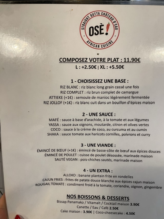 Restaurant Osè Africain Cuisine | Saint Lazare à Paris - Menu, avis ...
