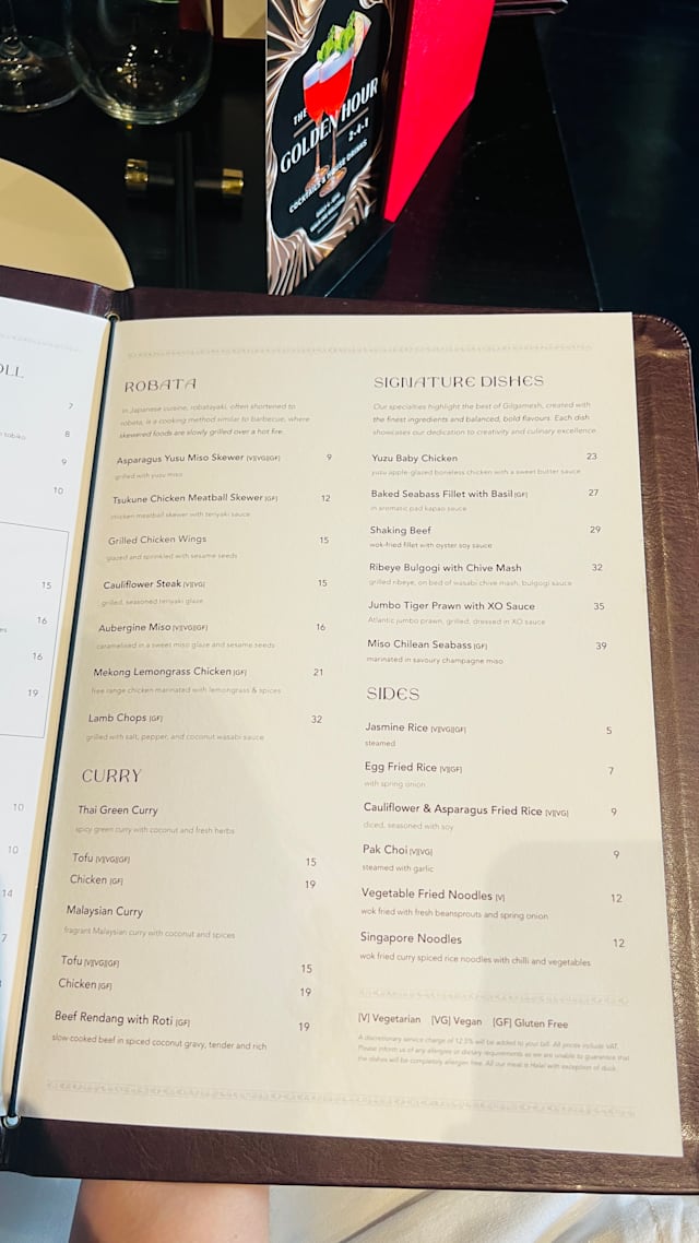 Menus 2025 - Gilgamesh Covent Garden in London | TheFork