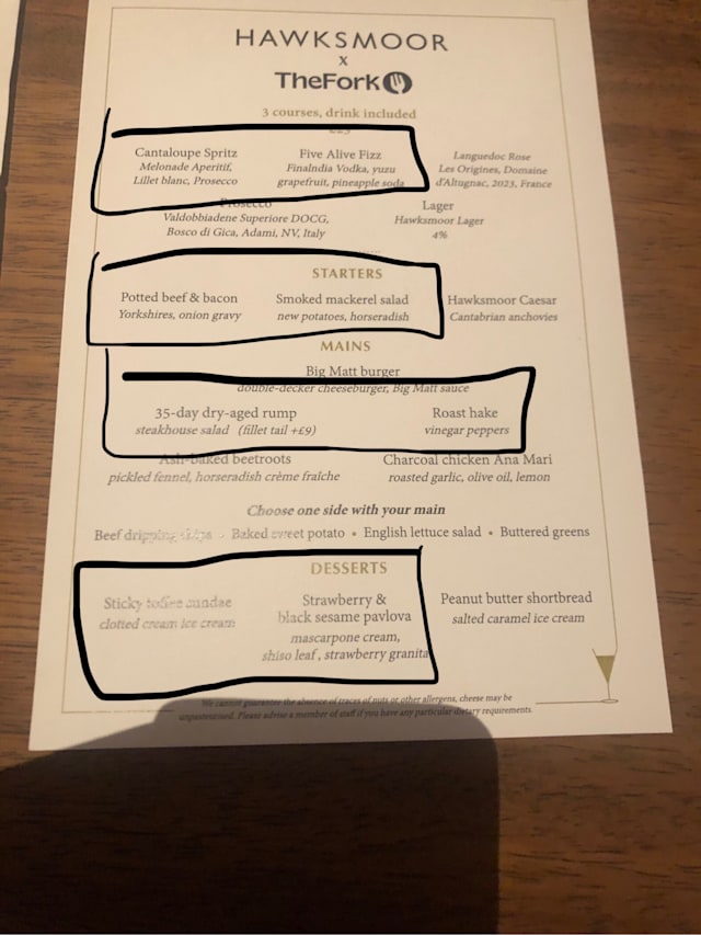 Menus 2025 - Hawksmoor Liverpool in Liverpool | TheFork