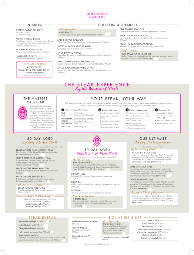 Menus 2025 - Miller & Carter - Gosforth Park in Newcastle upon Tyne ...