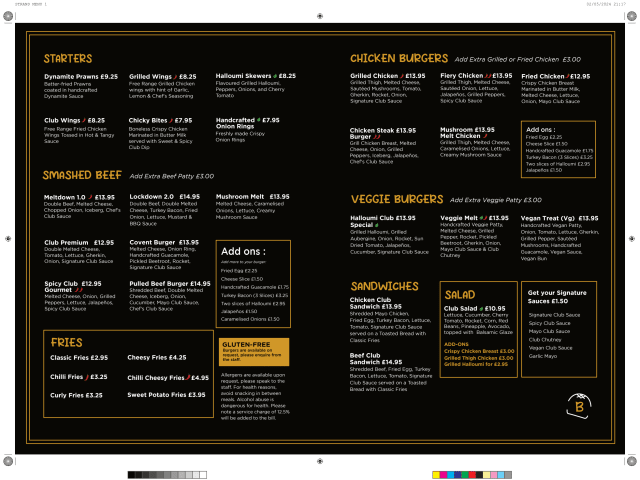 Carte et Menus 2024 - Gourmet Burger Club à Londres | TheFork