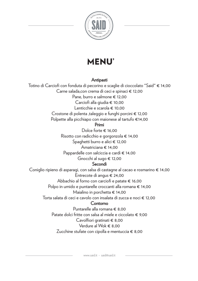 Menù completo e carta 2025 - Said Dal 1923 Antica Fabbrica Del ...