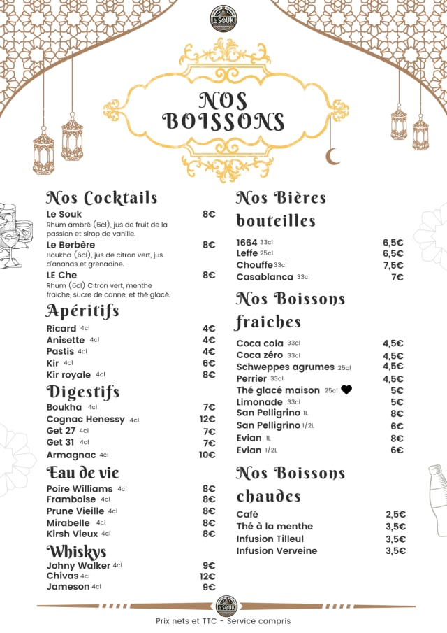 Carte et Menus 2025 - Le Souk à Paris | TheFork