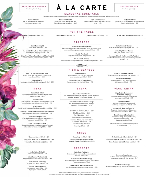 Menus 2025 - Browns - Exeter in Exeter | TheFork