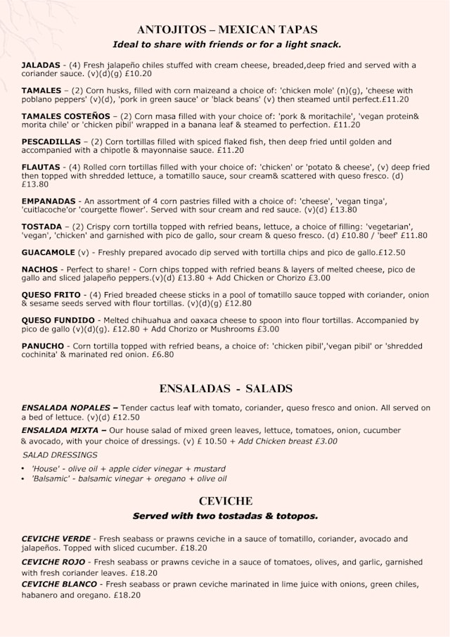 Menus 2025 - Mestizo Restaurant & Margarita Bar in London | TheFork