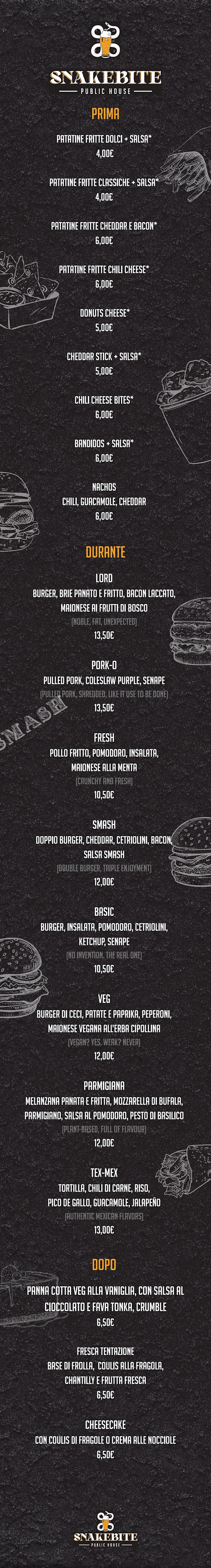 Carta y menù 2025 Actualizados - Snakebite - Public House en Teramo ...